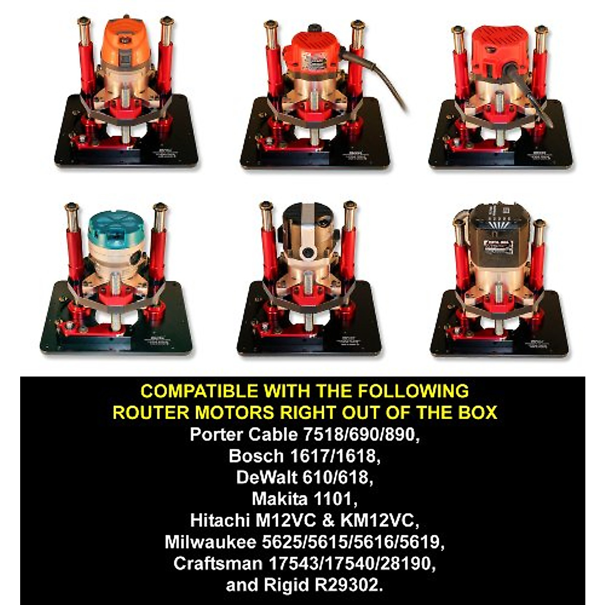 JessEm Mast-R-Lift II 02120 Router Lift, 9-1/4-Inch by 11-3/4-Inch,Black/Red