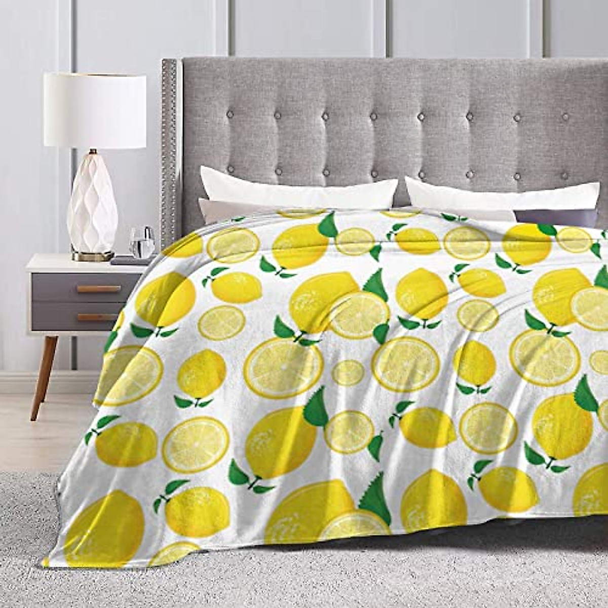 Yamegoun Lemon Throw Blankets Premium Micro Fleece Blanket for Bed Couch Living Room Unisex Lightweight for Adults or Boys Girls 60 X 50 Inches