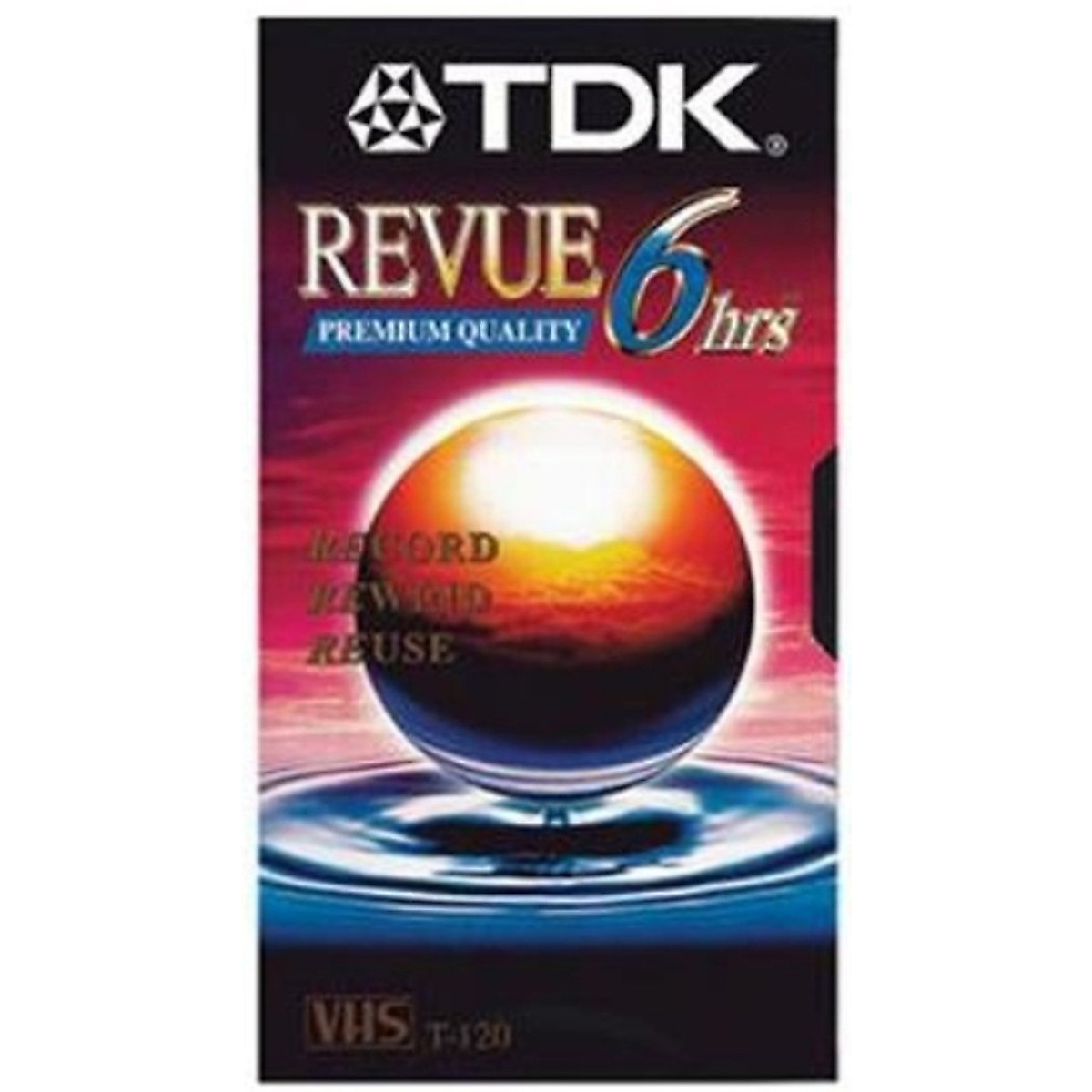 2 Pack TDK T-120 REVUE Premium Quality blank VHS Video Cassette Tape - 6 hours - Record, Rewind, Reuse