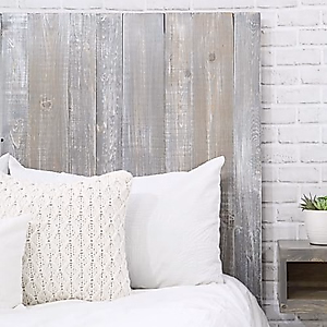 Barn Walls Graywash Headboard Handcrafted, Colorwash Solid Wood Headboard, Leans and Sticks on Wall, Smooth Finish, Anti-Shake Rattle Free, Queen Size