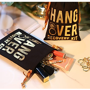 Cytdkve Gold Foiled Hangover Favor Bag Bachelorette Party Favor Bag, Wedding Bridal Shower Party Favors Hangover Kit Bags (10 Pieces, Black, 5 x 7 Inch)