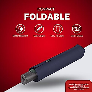 Knirps Vision Duomatic Automatic Open Close Rain Umbrella - Compact Windproof Umbrella for Rain - Durable Travel Umbrella for Adults - 97cm Diameter Retractable Umbrella & Carrying Case, Water Colored