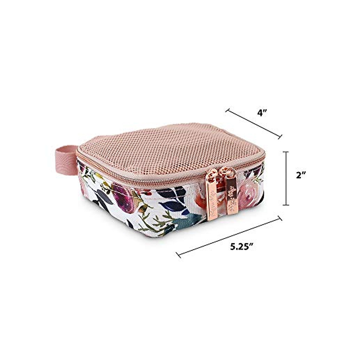 Itzy Ritzy Packing Cubes for Travel – Set of 3 Packing Cubes or Travel Organizers; Each Travel Cube Features a Mesh Top, Double Zippers and a Fabric Handle (Blush Floral)