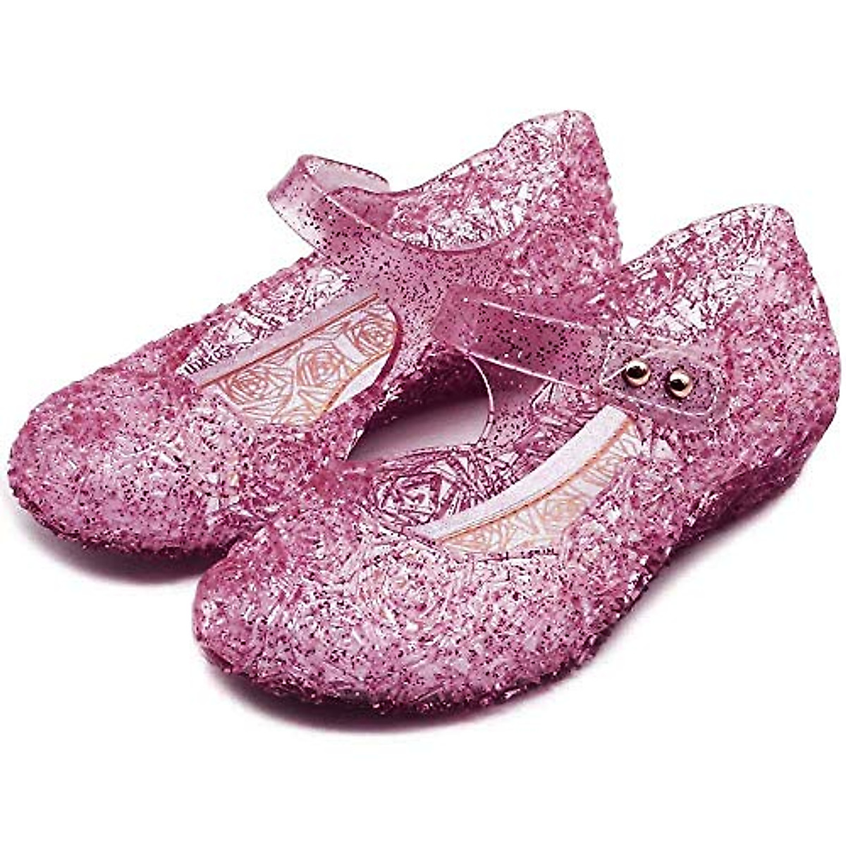 Mercatoo Princess Costumes Jelly Flat Shoes, Cosplay Birthday Party Dress Up Sandals for Little Girls, Toddler or Kids (Pink, 11 Little Kid)