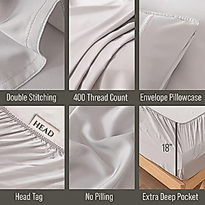 Bella Coterie Luxury King Bamboo Sheet Set | Organically Grown | Ultra Soft | Cooling for Hot Sleepers | 18" Deep Pocket [Grey Mist]