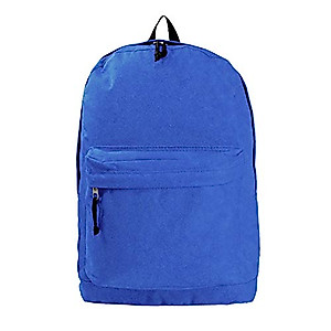 K-Cliffs Classic Bookbag Basic Backpack Simple School Book Bag Casual Student Daily Daypack 18 Inch with Curved Shoulder Straps Royal Blue