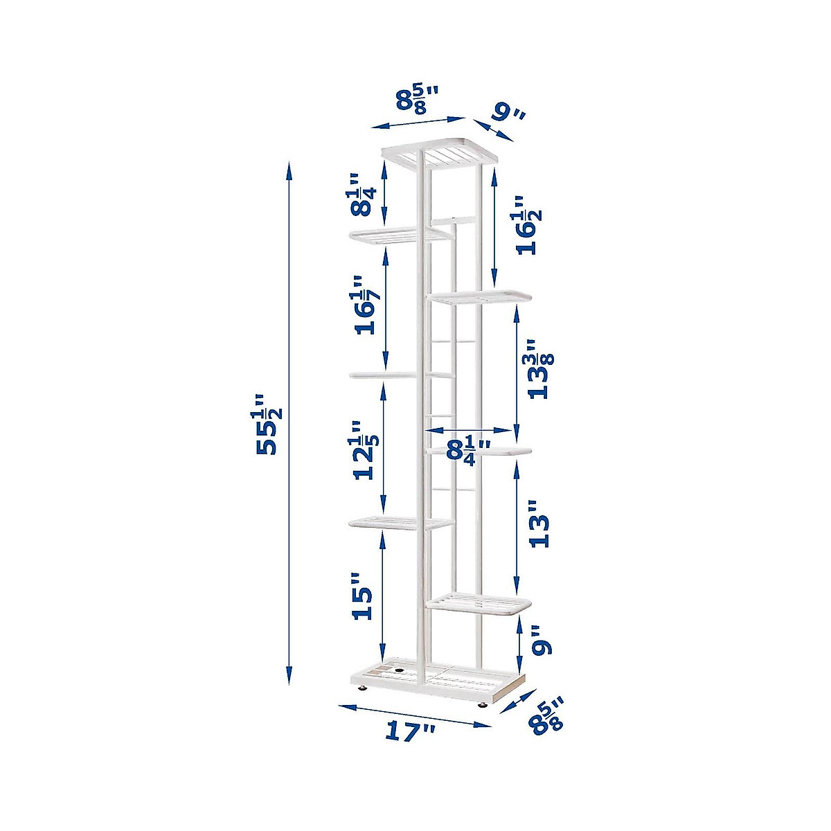MTB Garden 8 Tier Metal Plant Stand for Indoor Outdoor Flower Pot Display Planter Shelf, White