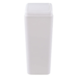 Yesdate 3.5 Gallon Trash Can with Swing-Top Lid, Plastic Garbage Bin, White