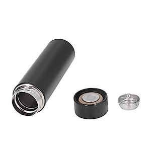Insulated Bottles, 500ml Stainless Steel Thermal Mug Double Wall Vacuum Flasks with LED Display Vacuum Flasks with Lid for Home Office Kitchen Outdoor(black)