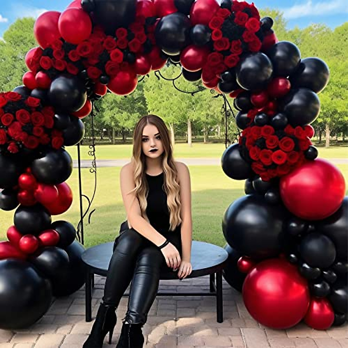 Black Balloon Garland Arch Kit - 121 pcs - Black 5/10/12/18 different sizes of Black latex Balloon Arch Kit, perfect for Birthday Party, Graduation, Baby Shower, Wedding Decoration (black balloons)