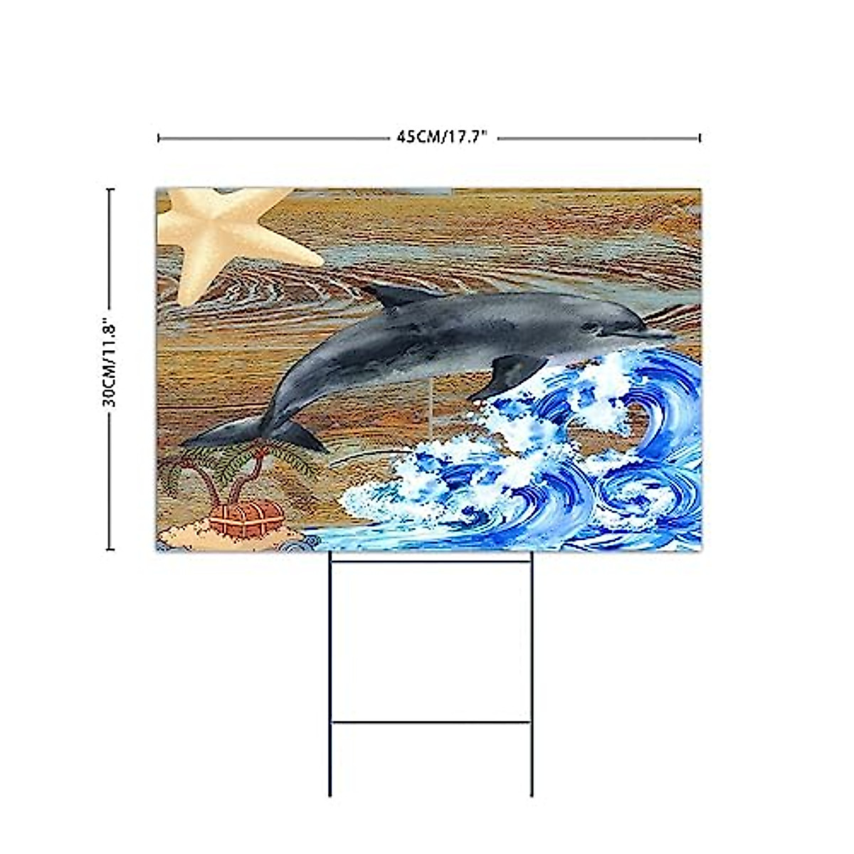 Ocean Beach Nautical Theme Underwater Whale Shark Lawn Signs with Stakes Party Decorations Props for Businesses 12x18 Customized Yard Sign Coral And Sea Fish And Turtles Lawn Sign for House Rent