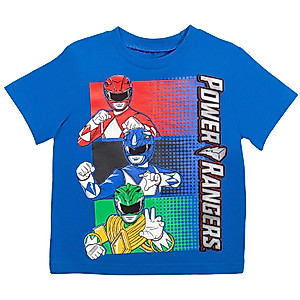 Power Rangers Toddler Boys T-Shirt and Mesh Shorts Outfit Set Blue/Black 5T