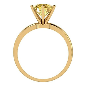 Clara Pucci 2.0 ct Round Cut Solitaire Natural Yellow Citrine gemstone Bridal Designer Anniversary Engagement Ring in 14k yellow Gold