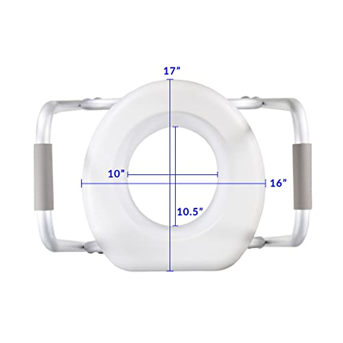PCP Raised Toilet Seat and Safety Frame (Two-in-One), Adjustable Rise Height, Secure Elevated Lift Over Bowl, Made in USA, Regular