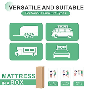 Opoiar 10 Inch Memory Foam Mattress, RV King Mattress in A Box, RV Mattress, Cooling Gel Green Tea, Pressure Relieving, Certipur-Us Certified, Medium Firm Mattress for Travel Camper Trailer Truck