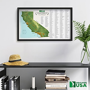 Golf Maps USA California State Golf Scratch Map with 278 Courses - Scratch-Off Golf Print with Eye-Catching Red Flags - Golfing Wall Decor - Unique Poster Gift for Golfers (Updated June 2023)