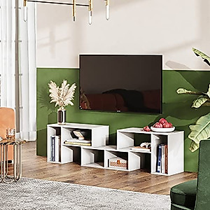 DEVAISE 3 Pieces Console TV Stand for 45 50 55 inch TV, TV Table Modern Entertainment Center Media Stand, Storage Bookcase Shelf for Living Room, White