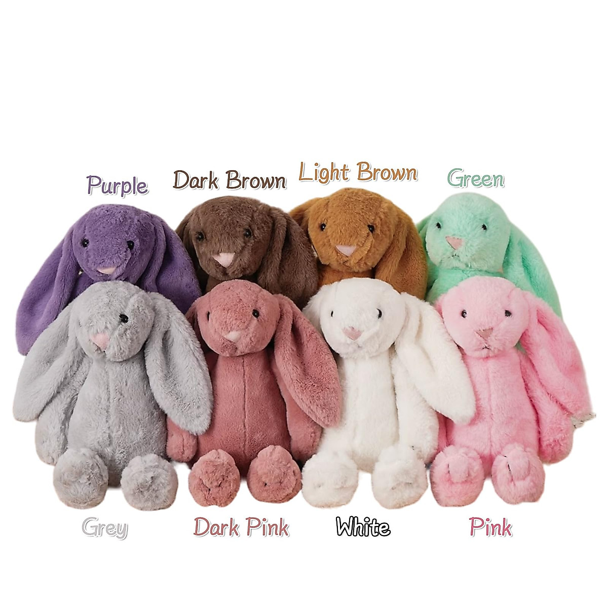 Dyoart Personalized Easter Bunny Rabbit, Custom Name Monogrammed Embroidered Bunny, Fluffy Rabbit with Long Ears,Plush Bunny Toy, Gift for Baby Kids(11.8inches)