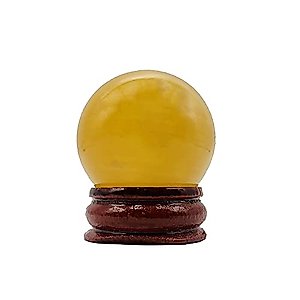 Natural Yellow Citrine Crystal Sphere Ball Healing Crystals Stone with Stand and Bag Feng Shui Crystal Tabletop Sculpture Ornaments Implication Wealth and Success