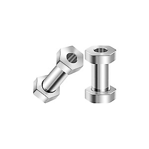 BIG GAUGES Pair of Surgical Steel 6gauges 4 mm hexagon screw flesh Tunnels Piercing Jewelry Ear Earring Lobe Stretcher Plugs BG3863