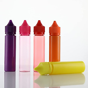 fengwanda 11pcs empty colourful liquid bottle 10pcs 60ml PET dropper bottle 1pcs 120ml liquid needle bottle with 10pcs Gift Sticker Labels mix color