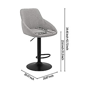 CangLong Mid Century Style Adjustable Swivel Bar Stool with Back Support Dining Chairs Set of 2,Gray