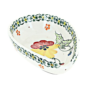 Blue Rose Polish Pottery Majestic Pansy Small Spoon Rest