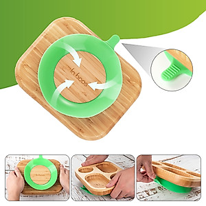 laboos Kid Portion Control Plate - Natural Bamboo Plates for Kids' Healthy Diet - Sturdy Compartment Plates with Suction – Non-Toxic, BPA-Free, Dishwasher Safe - Cute Food Portion Plate for Toddlers