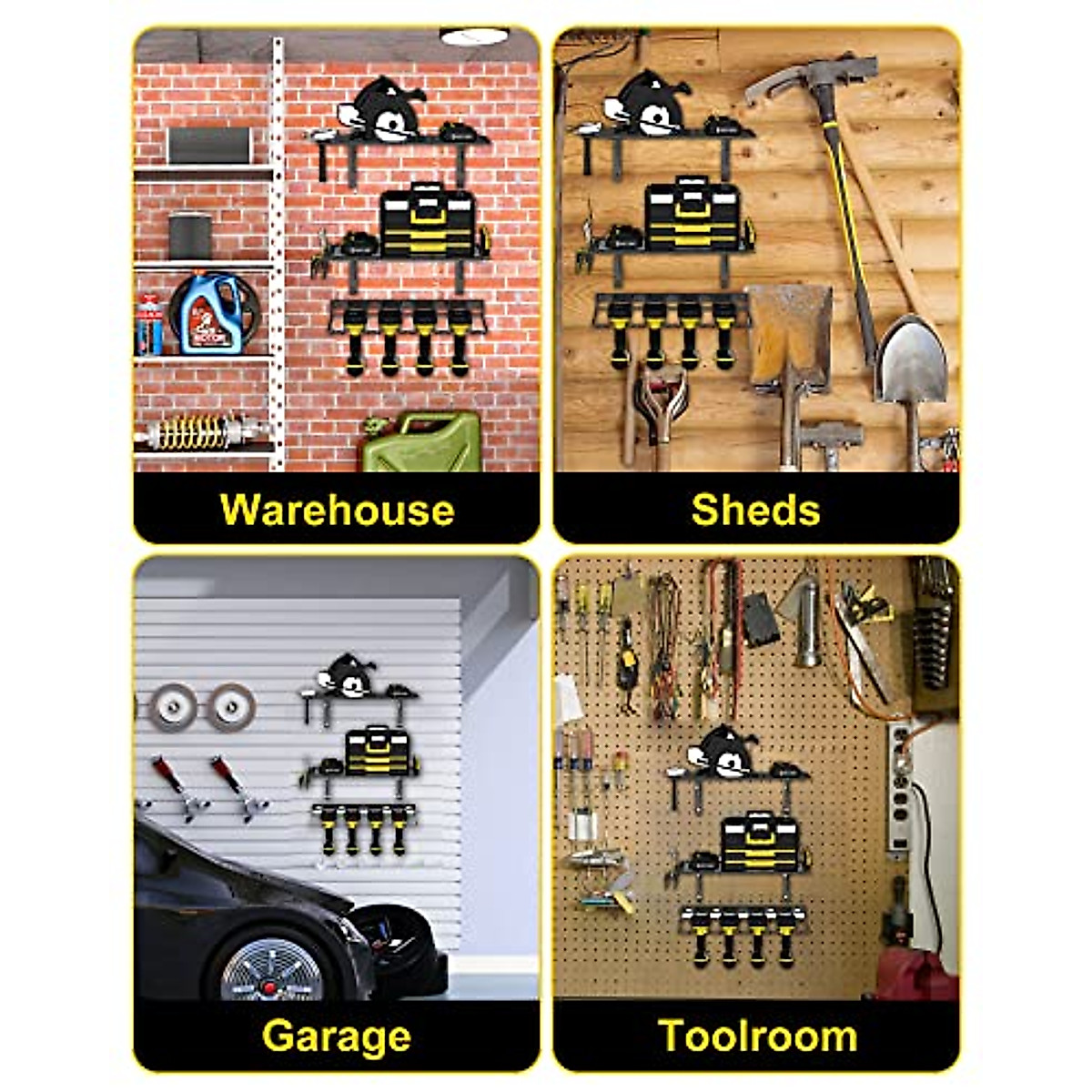 ENONCI Power Tool Organizer Wall Mount, Adjustable Design Garage Organization, Garage Storage Drill Holder Wall Mount, Garage Shelving Tool Organizer for Garage Pegboard Workshop