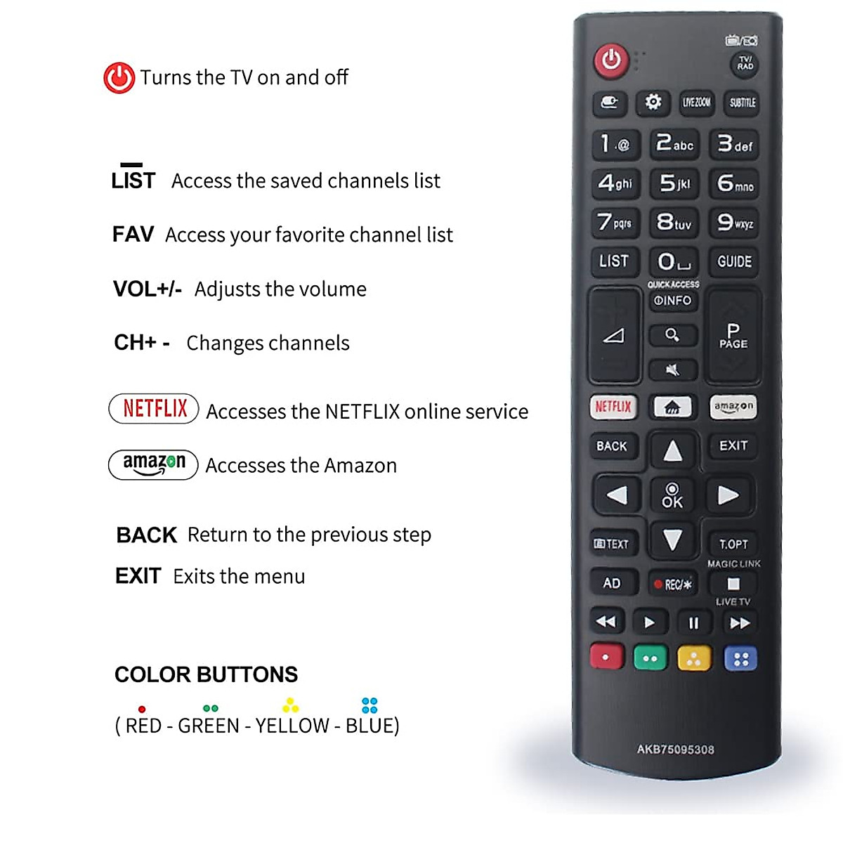 (Pack of 2) Universal Remote Control Suitable for LG Smart TV Remote Control All Models LCD LED 3D HDTV Smart TVs with Specific Functions Netflix,Amazon