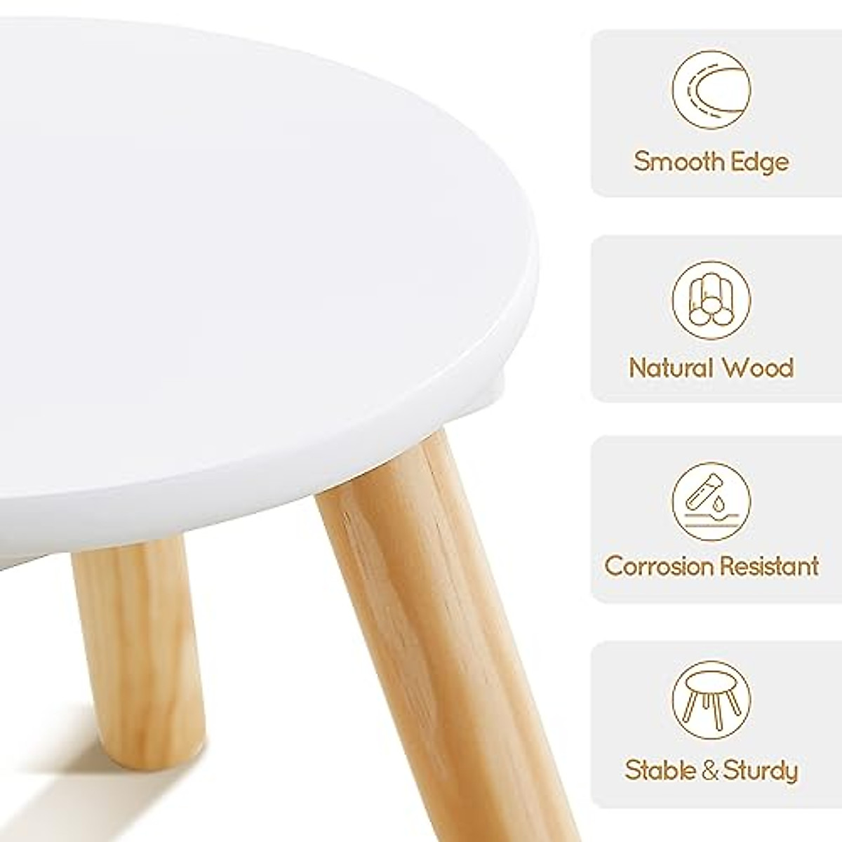 Beright Wooden Step Stool for Kids, Children's Stool Perfect Matched Sensory Table, 9 Inch Sturdy Sitting Stool with Assembled Four-Legged, 2 Pack