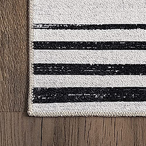 nuLOOM Leah Machine Washable Geometric Moon Phase Area Rug, 8' x 10', Grey