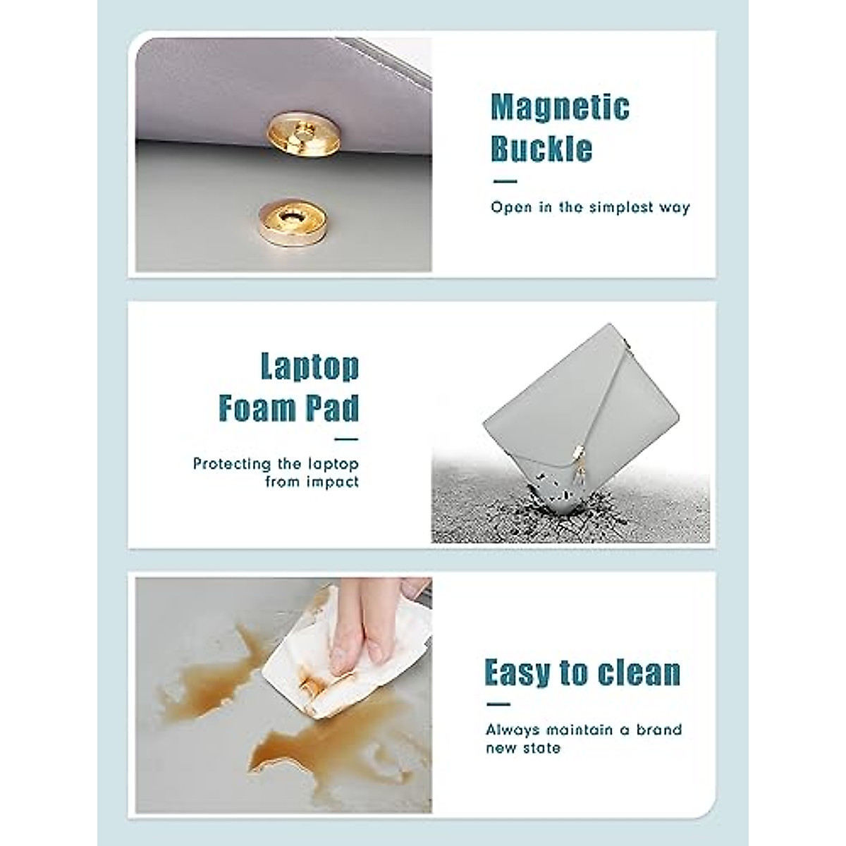 Leather Laptop Bag for Women 15.6 inch, MATEIN Messenger Bags Professional Office Work Briefcase Waterproof Business Computer Case, Stylish College Satchel Lady Crossbody Shoulder Bag for Travel, Grey