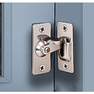 WANLIAN Door Hasp Latch 90 Degree, Stainless Steel Safety Angle Locking Latch for Push/Sliding/Barn Door, Satin Nickel