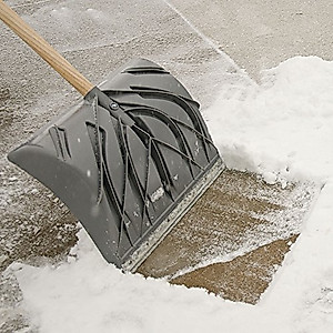 A.M. Leonard Snow Shovel with Steel Wear Strip, D-Grip, 18-inches Wide