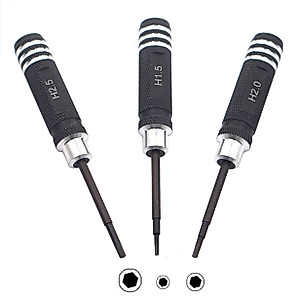 7PCS Vgoohobby Hex Screw Driver Screwdriver Repair Tool Kit Set Hex Nut Key Socket for RC Helicopter Airplane Robotics Car,H1.5 2.0 2.5mm Hex,4.0 5.5mm Spanner Box,0#+,1#- Slot Screwdrivers