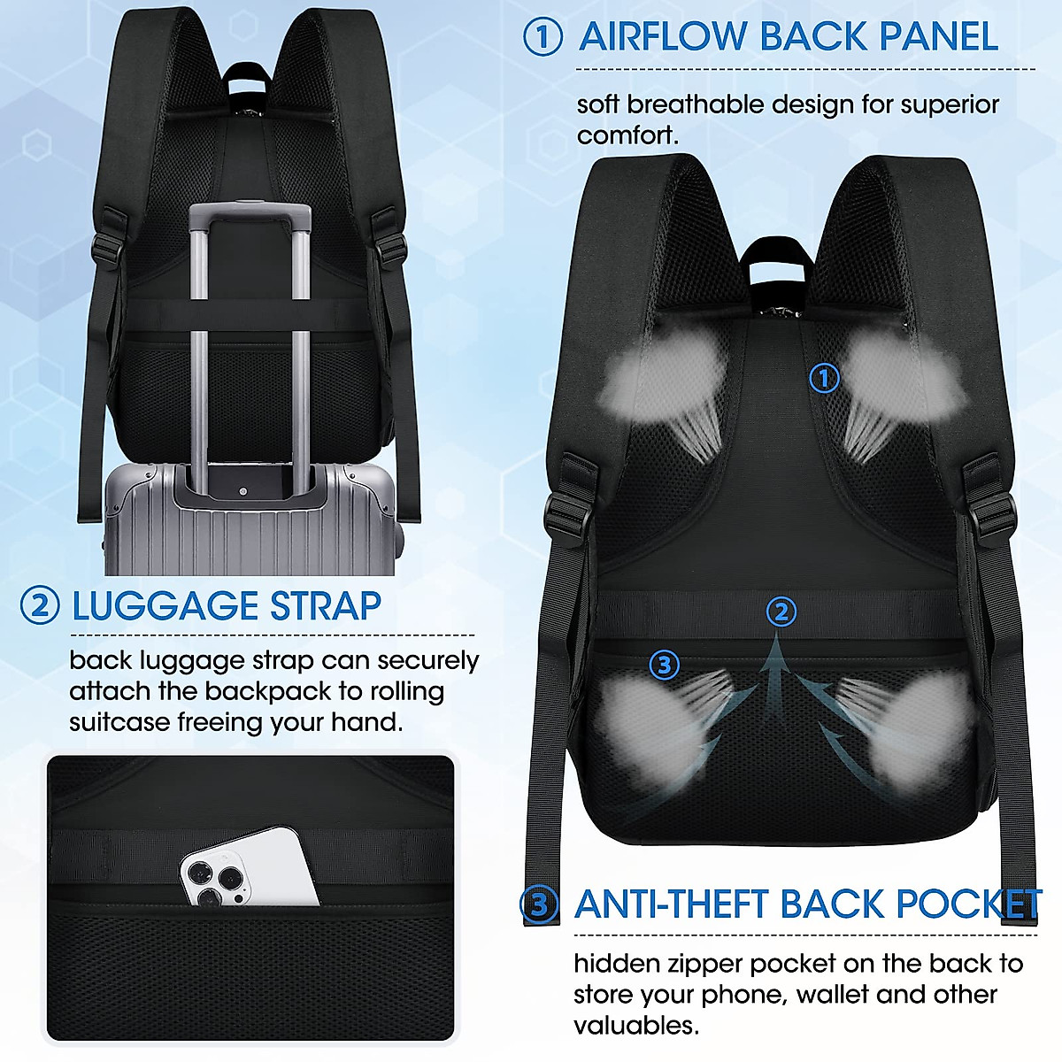 Lubardy Camera Bag Professional DSLR SLR Mirrorless Camera Backpack 15.6 Inch Waterproof Laptop Backpack Anti-Theft Camera Case with Rain Cover Large Capacity Photography Backpack for Men Women, Black