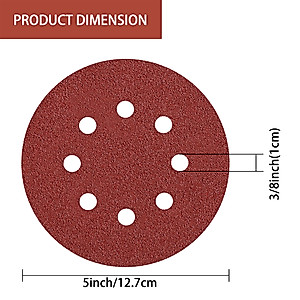 YEHBS 150pcs Sanding Discs Set, 5-Inch 8-Hole Sandpaper, Including 60,80,100,120,150,180,240,320,400,600 Grit for Woodworking or Automotive