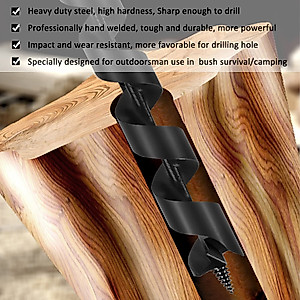 1" x 12" Scotch Eye Wood Auger Drill Bit - 1 Inch Hand Auger Wrench Manual Hole Maker - Multitool for Bushcraft Settlers Gear Backpack & Camping Survival Tool