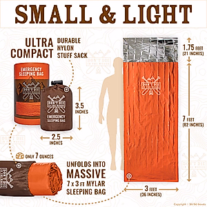 Don’t Die in The Woods - World’s Toughest Survival Bivy [with Hood Extension] Extra-Thick Emergency Sleeping Bag with Ripstop Nylon Stuff Sack - Built with Space Blanket Thermal Mylar