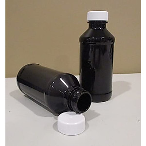 Magnetic Water Technology 16 Ounce Modern Round PET Dark Amber Medical Bottles With Caps Pharmaceutical Grade-Lot of 6