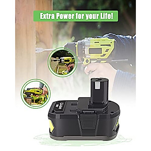 Leisuda 2 Pack 6.5Ah 18V Replacement Battery for Ryobi 18V Lithium Battery, Compatible for Ryobi 18V Battery P197 P102 P108 P190 P103 P104 P105 P107 P109 18V ONE+ Cordless Tool