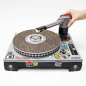 Suck UK Cat Scratcher, Scratching Post, Spinning Cardboard DJ Deck Interactive Toys / Alternative Accessories For Cat & Kitten Owners, Indoor Cat Gifts & Supplies