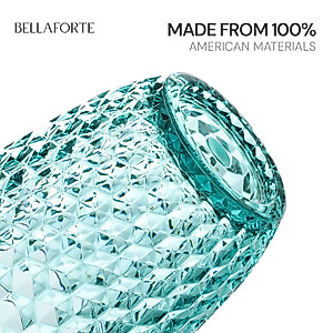 BELLAFORTE Shatterproof Tritan Plastic Short Tumbler, Set of 4, 12 oz - Laguna Beach Drinking Glasses - Unbreakable Glasses for Indoor and Outdoor Use - BPA Free - Blue