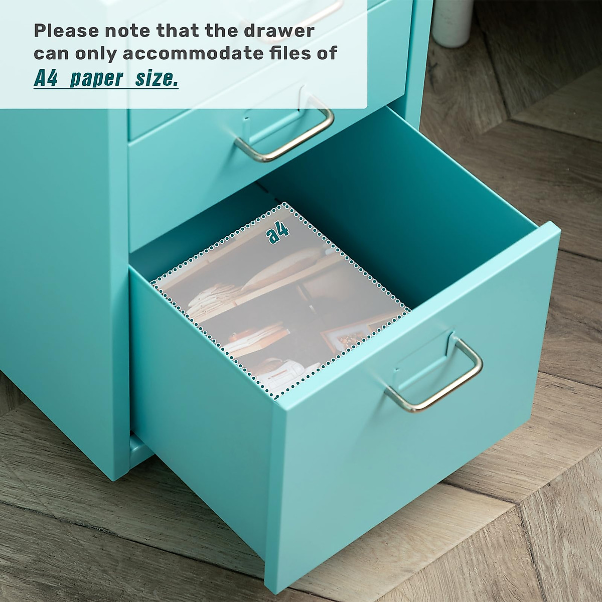 HollyHOME 3-Drawer Mobile Classification Storage Cabinet, Under Desk for A4 Mini File Cabinet, Mobile File Cabinet with Wheels for Home and Office, Blue