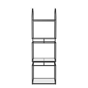 PayLessHere 3-Tier Open Bookshelf, Bookcase Storage Shelves with Arched top Metal Frame and Glass Bookshelves form Home Office Living Room,Black