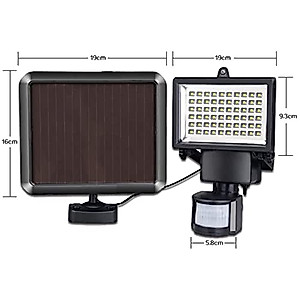 LIXAMP Solar Wall Lamp Super Bright 60 LED Outdoor Solar Power Light with PIR Motion Sensor Security Waterproof Solar Lamp Garden Street Wall Mounted Fixture Illumination