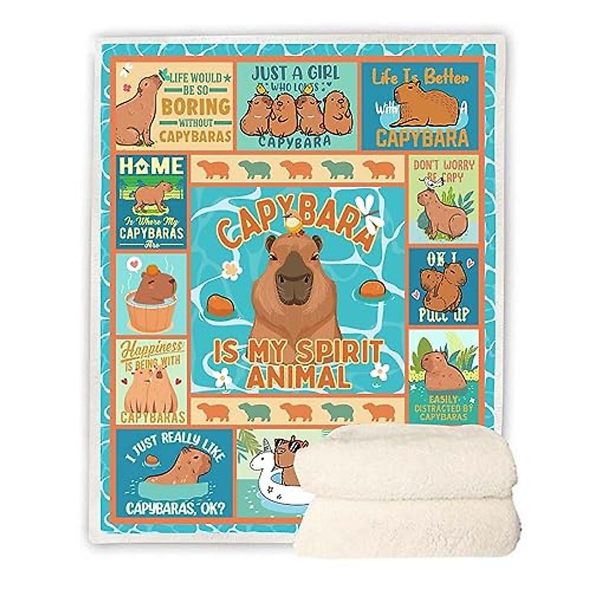 peakman Capybara Blanket Throw,Capybara Gifts Blanket for Boys Girls,Capybara Gifts for Capybara Lovers,Warm Soft Lightweight Cozy Fuzzy Plush Capybara Blanket for Bed Couch Travel 50"x 60"