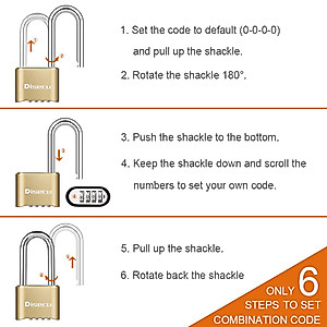 Disecu Heavy Duty 4 Digit Combination Lock 2.5 Inch Long Shackle Outdoor Waterproof Padlock for School Gym Locker, Fence, Gate, Case, Hasp Storage (Brass, 2 Pack)