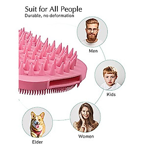HEETA Silicone Body Scrubber and Hair Shampoo Brush, 2 in 1 Upgrade Scalp Massager Exfoliating Brush for Skin and Scalp Care - Silicone Loofah with Gentle Massage Nodes, Lathers Well (Pink)